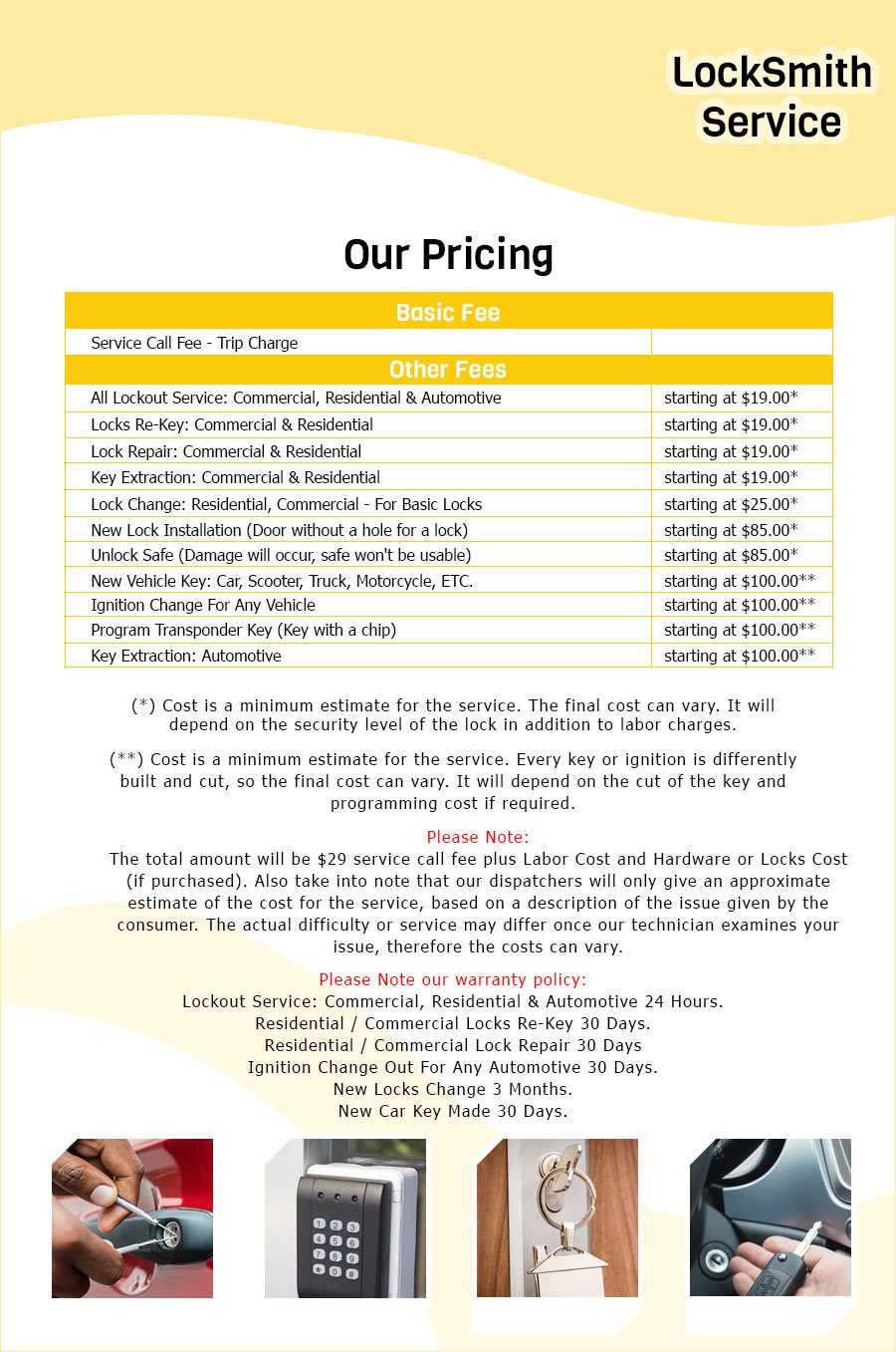 Clearwater Lock And Key | Price - List